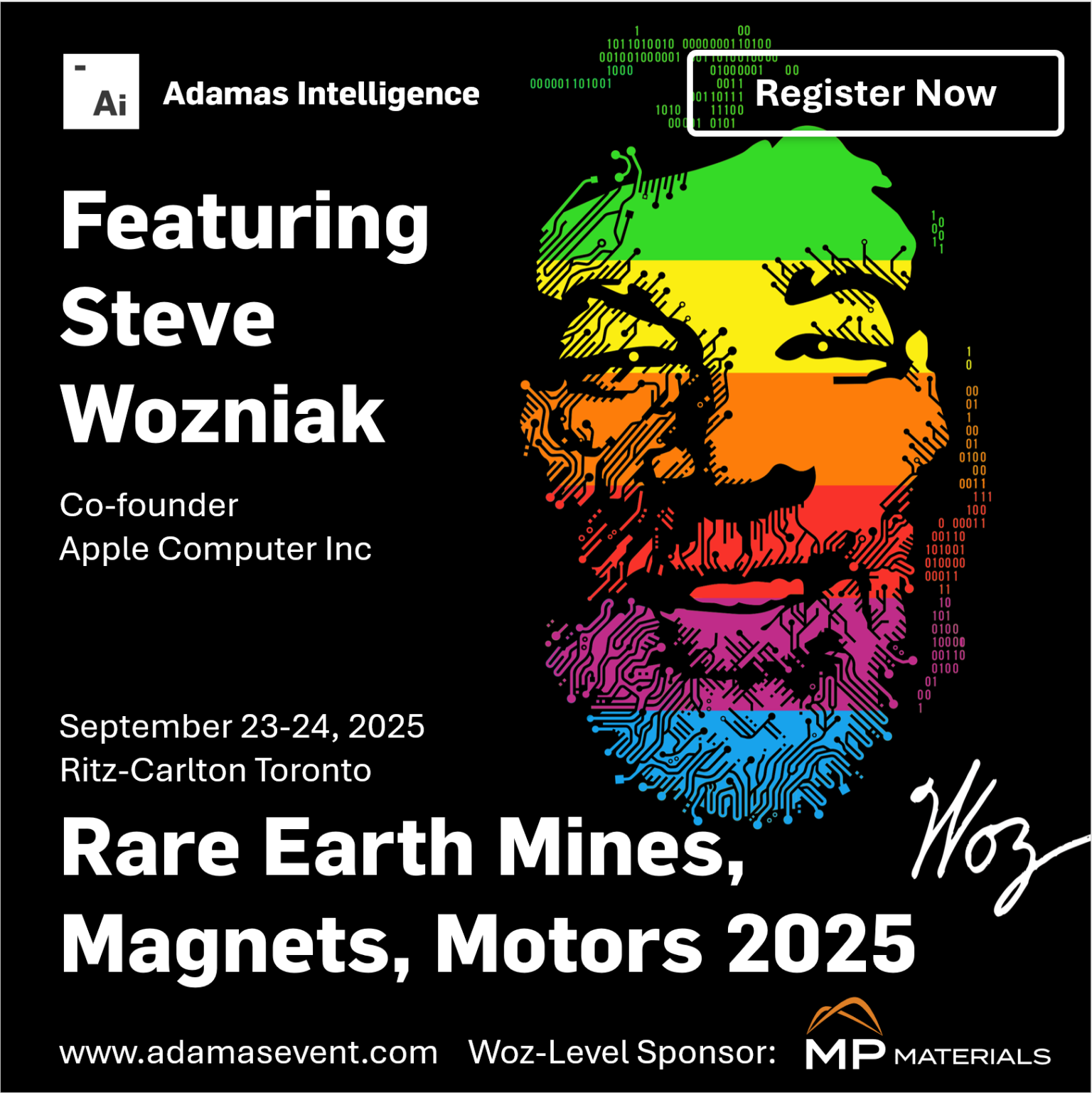 Legendary tech icon Steve Wozniak to headline Rare Earth Mines, Magnets & Motors 2025 - Adamas ...
